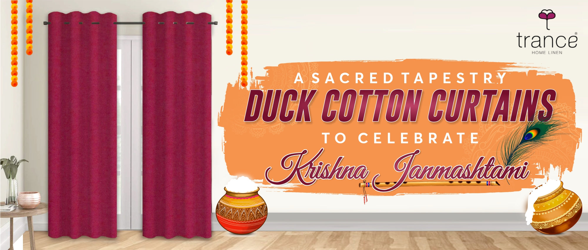 A SACRED TAPESTRY DUCK COTTON CURTAINS TO CELEBRATE KRISHNA JANMASHTAM ...